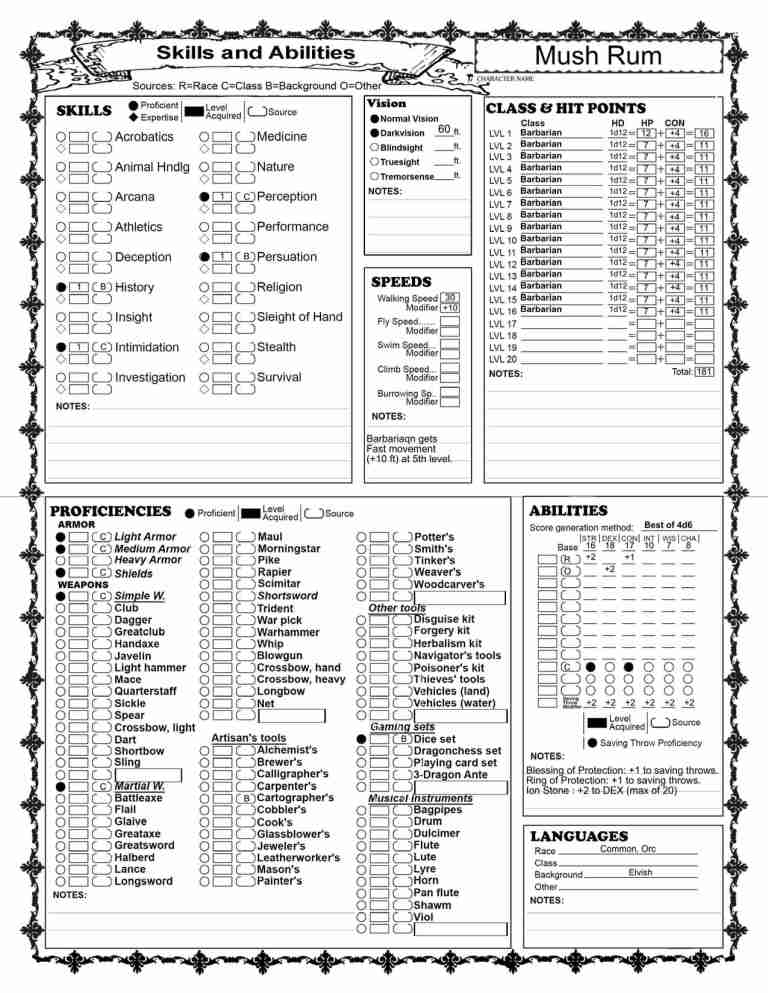 D&D 5E – Character Sheet and Folio | Dungeon Master Assistance