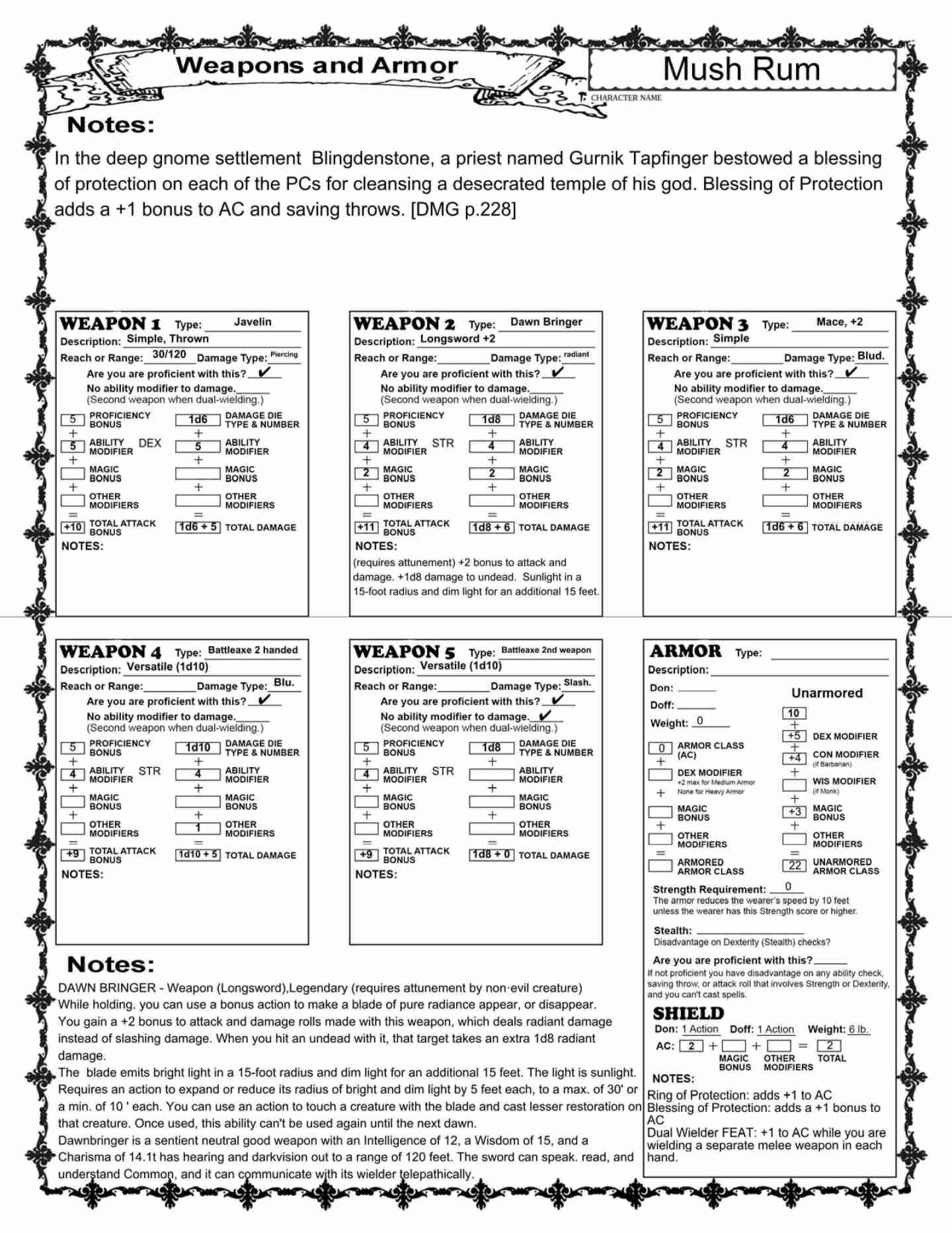D&D 5E – Character Sheet and Folio | Dungeon Master Assistance